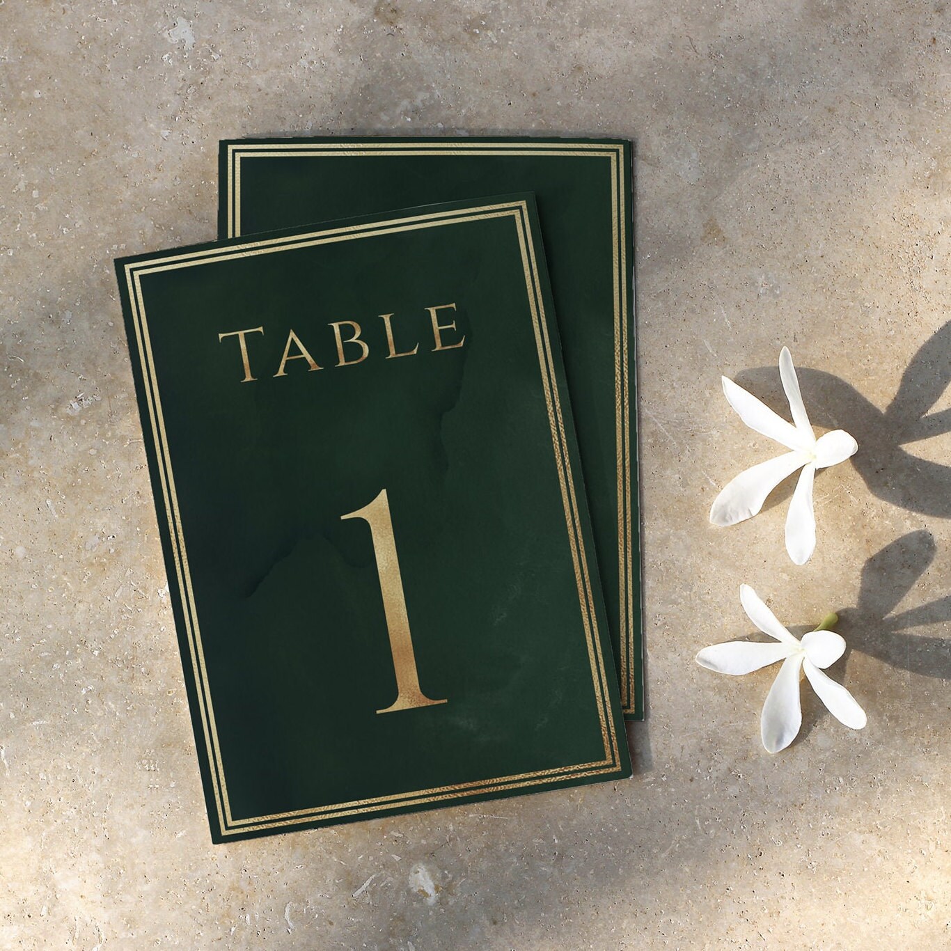 Printable Table Numbers, Emerald Green and Gold Wedding, Elegant Modern ...