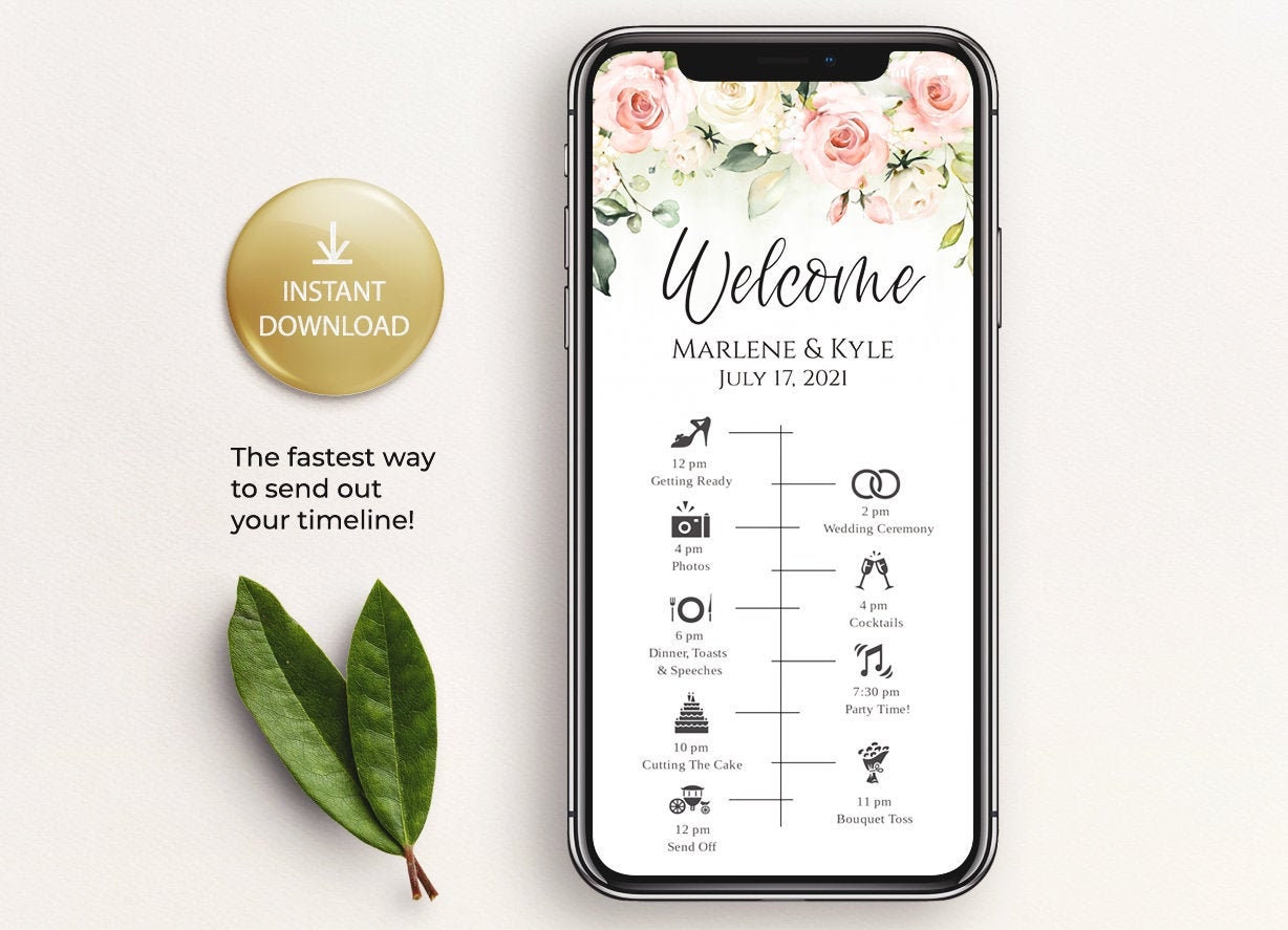 Floral Wedding Infographic, Flower Wedding Program, Order of Events ...