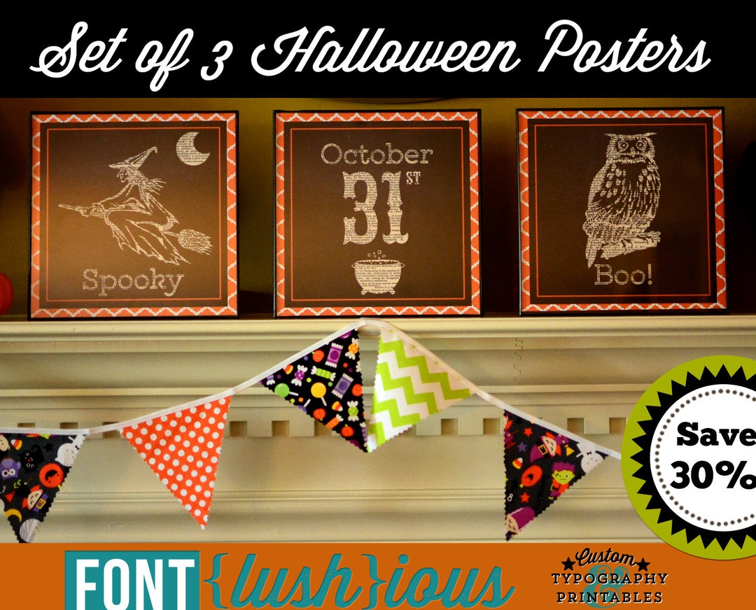 Set of 3 8x8 Printable Halloween Dictionary Art Posters- 30% OFF - Etsy