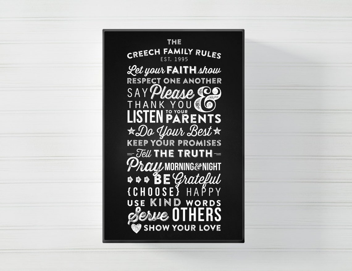 Custom Family Rules Printable Poster Sign 20 X 30 - Etsy