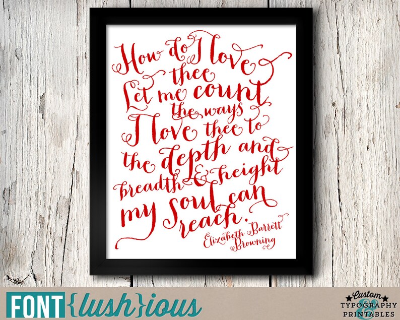 How Do I Love Thee - DIY Printable Valentine Art Poster - Etsy