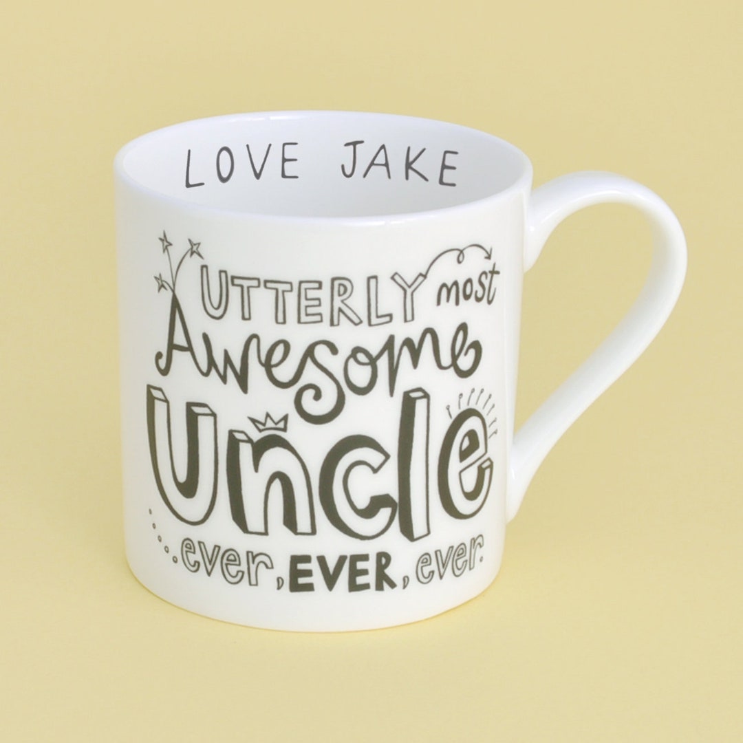 Uncle Mug, BLACK AND WHITE. Can Be Personalised With Any Name, Fine ...