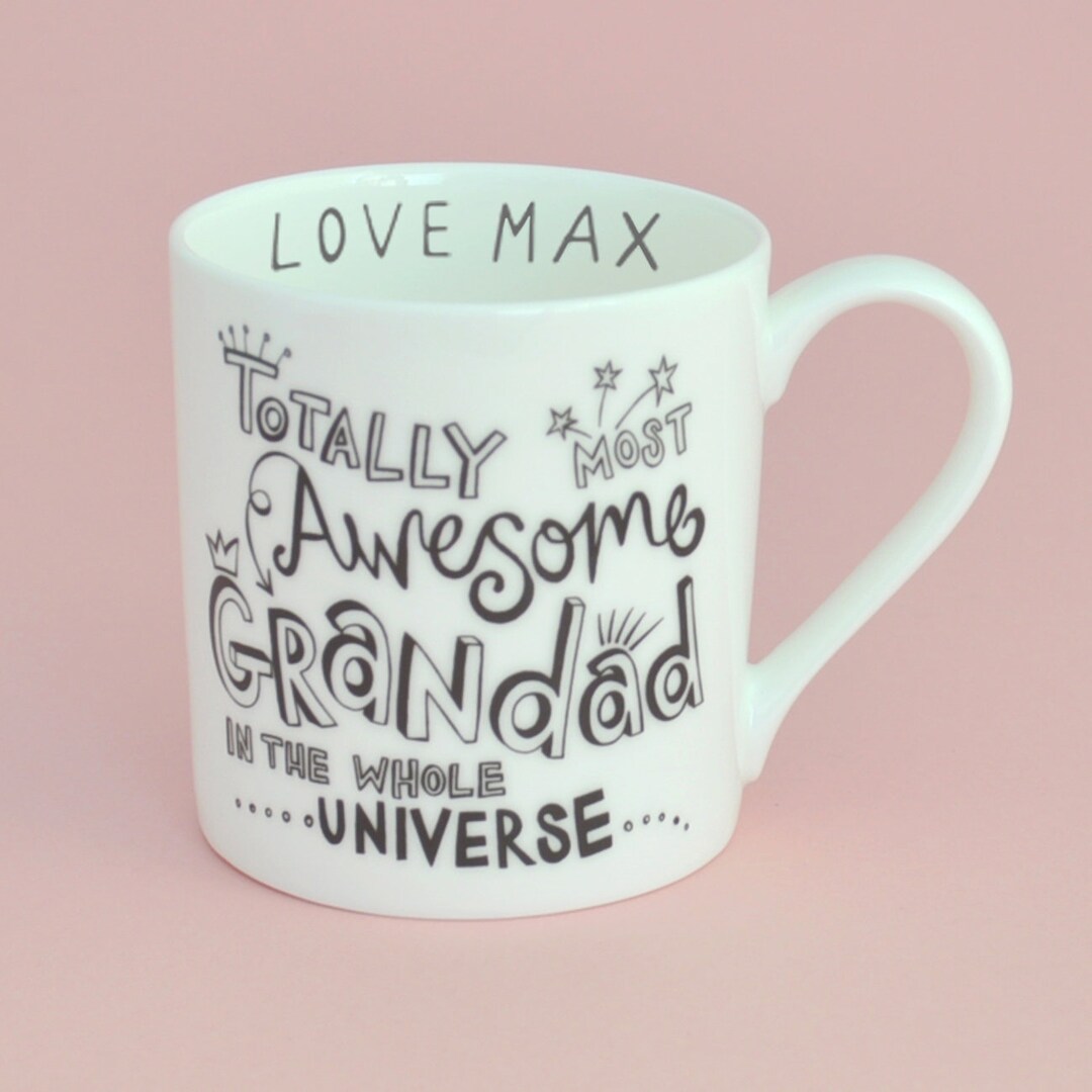 Grandad Mug, BLACK AND WHITE. Can Be Personalised With Any Name, Fine ...