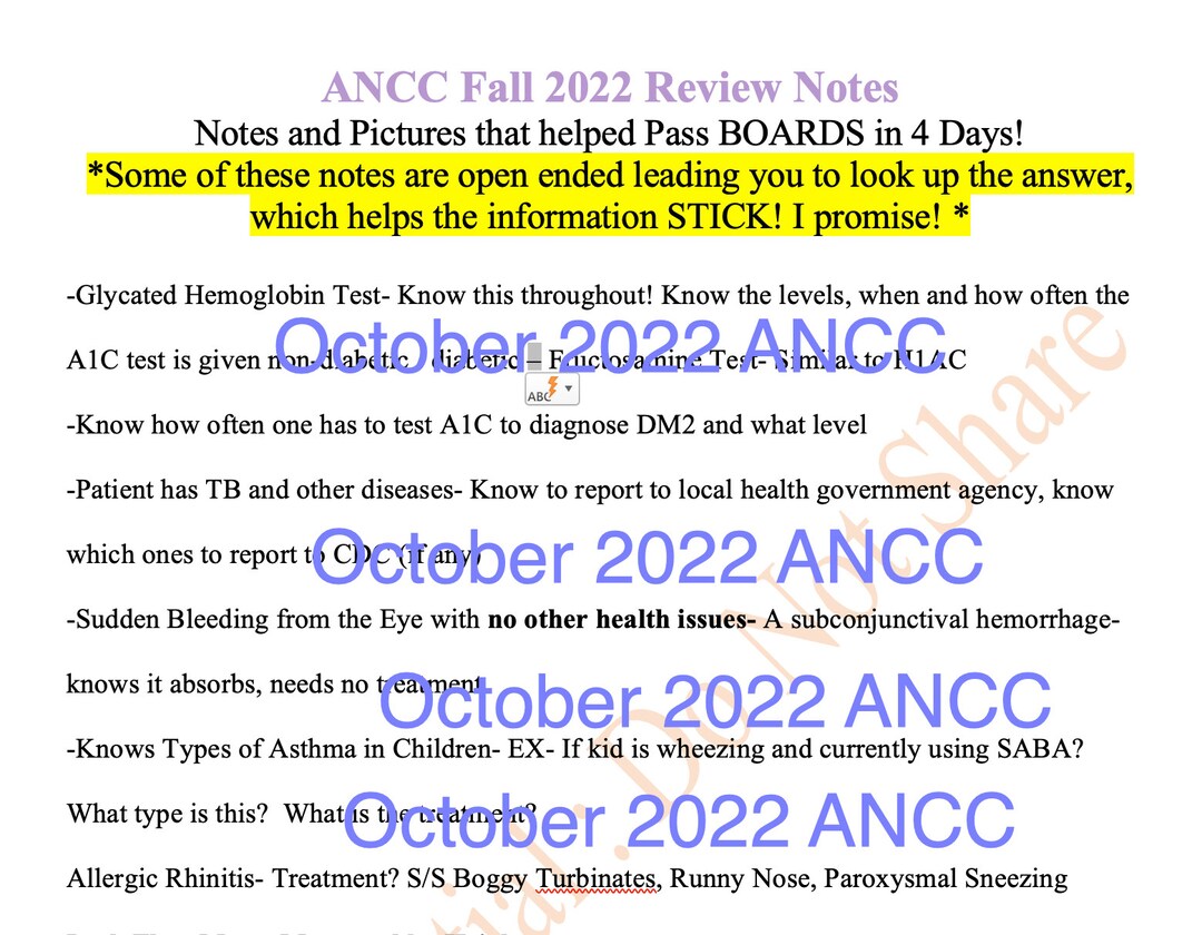 Passed October 2022 ANCC FNP BOARDS Notes Review Brief Study Guide - Etsy