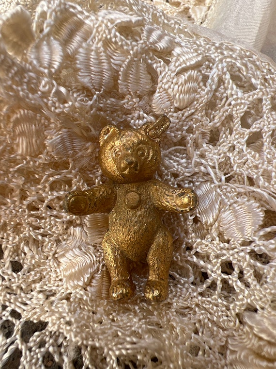 Steiff goldtone bear pin,teddy bear,kids toys,stuffed… - Gem