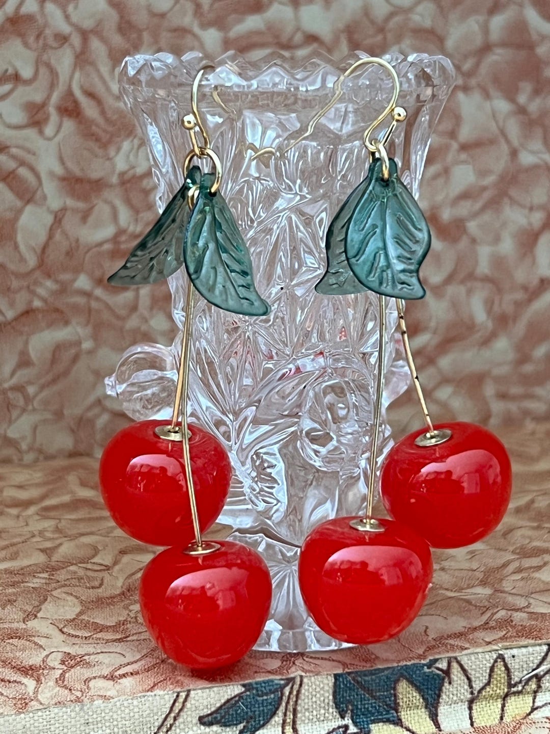 Cherry Earrings,dangle Drop Fruit Earrings,cherries,vintage Style ...