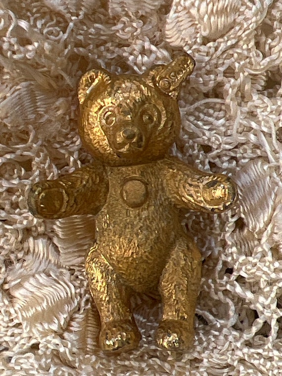 Steiff goldtone bear pin,teddy bear,kids toys,stuffed… - Gem