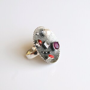 Whimsical Cocktail Ring. Handmade Sterling Silver Plate Ring - 'stellar ...
