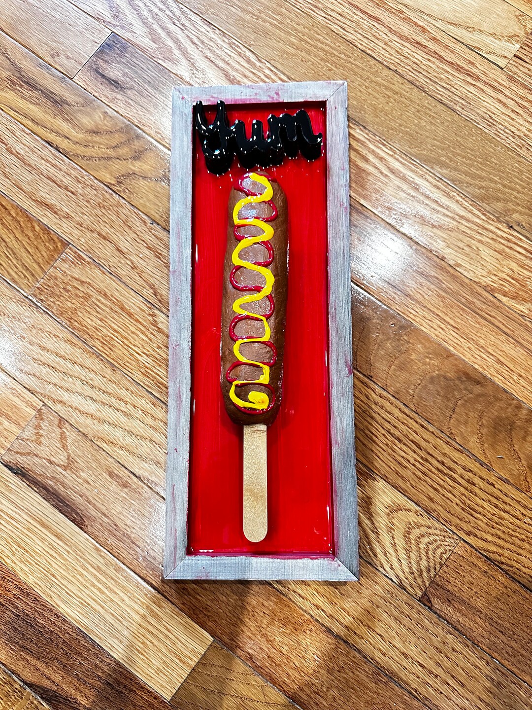 Large 15x6 Wooden 3D Corn Dog, Kitchen Wall Decor, Quirky Weird Unique ...