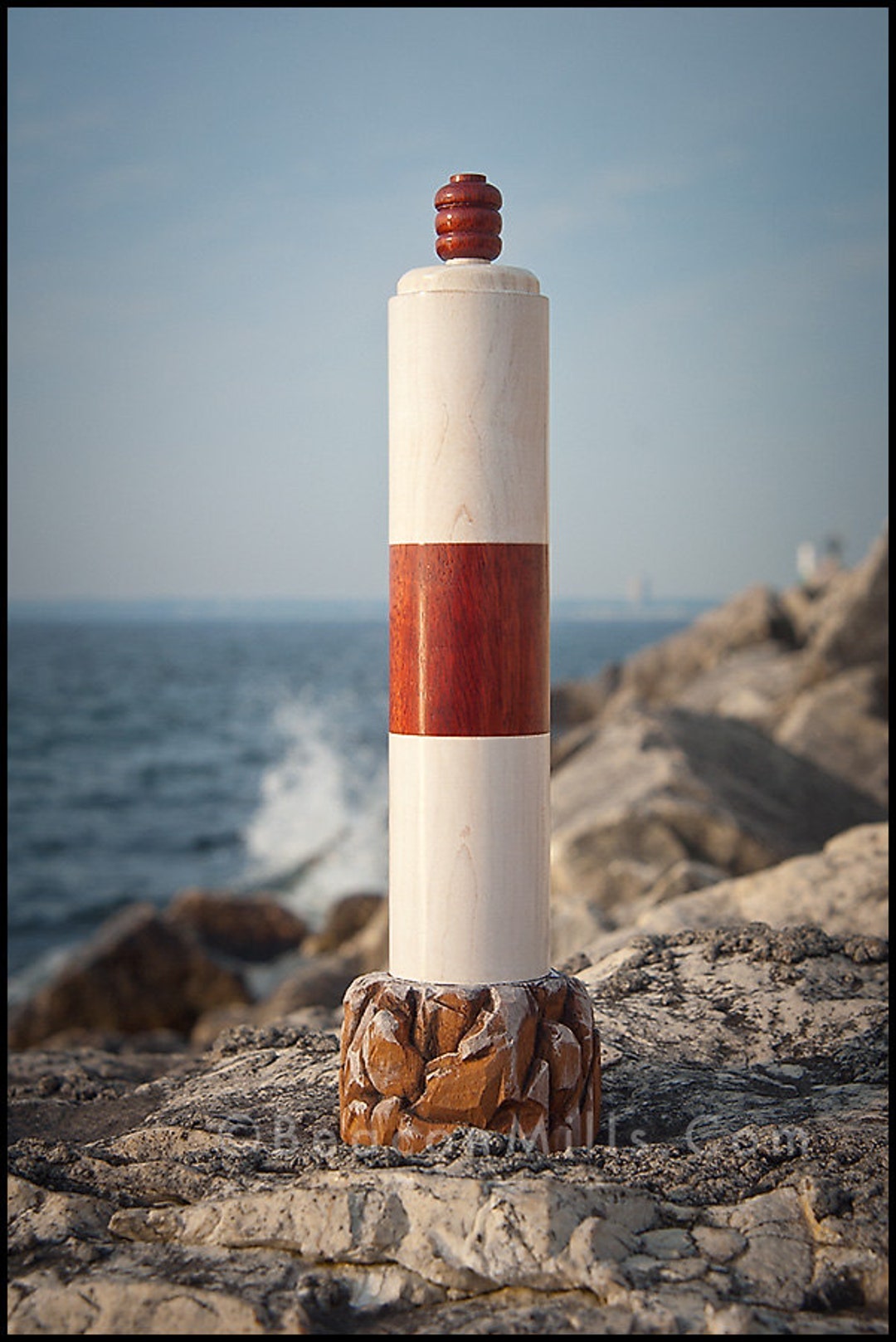 Lighthouse Spice Mill Harbor Beacon in Bloodwood & Whitewashed Hard ...
