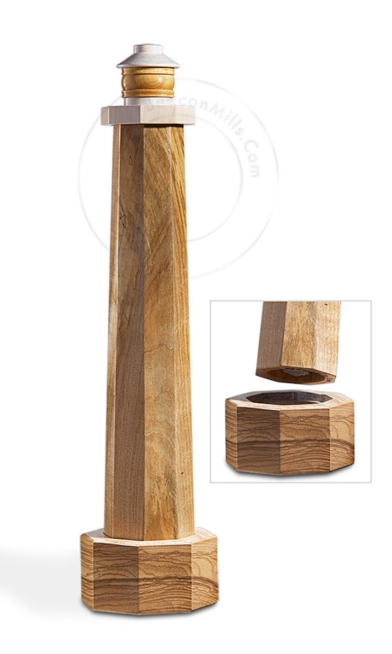 Lighthouse Pepper Mill in Spalted Curly Maple With Yellowheart Lens ...