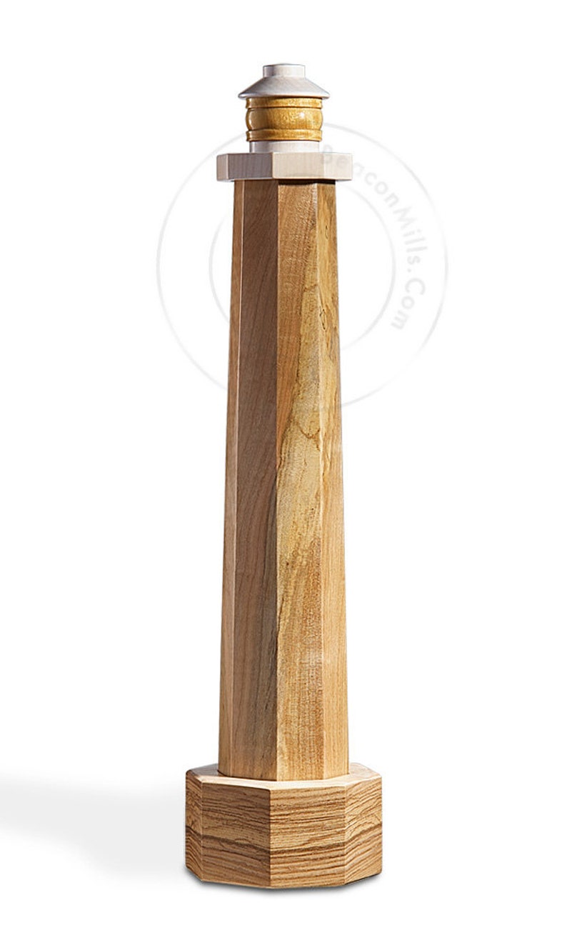 Lighthouse Pepper Mill in Spalted Curly Maple With Yellowheart Lens ...