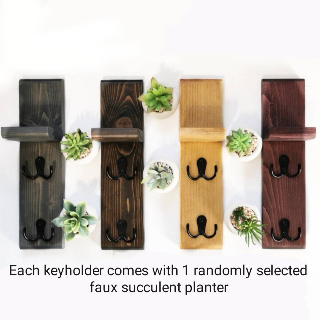 Vertical Key Holder for Wall With Succulent Planter Entryway | Etsy