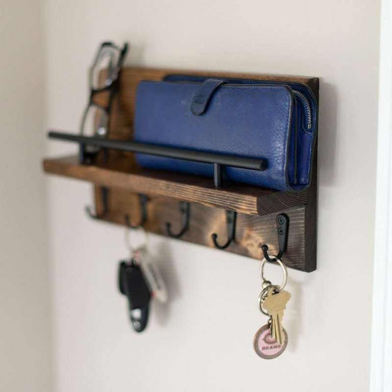 Shelf With Key Hooks - Etsy