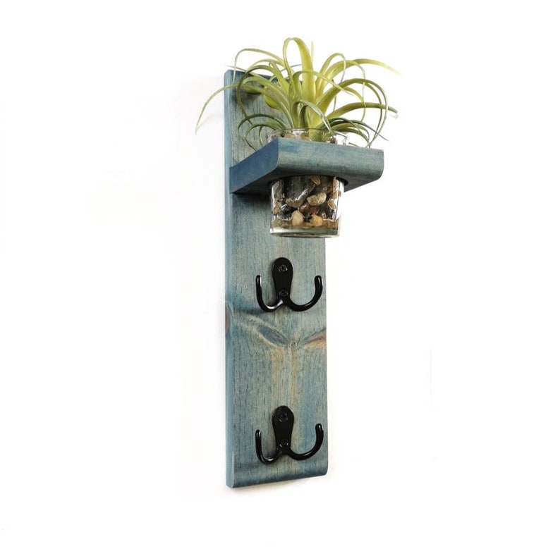 Vertical 2 Hook Key Holder for Wall With Succulent Planter - Etsy Canada