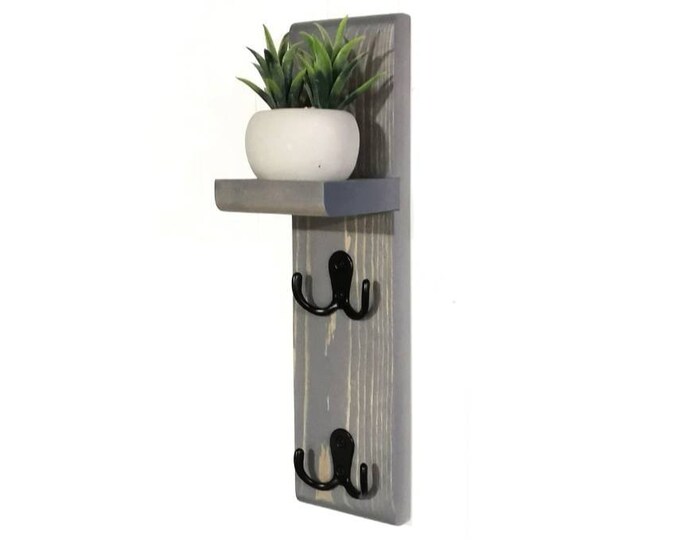 Vertical Key Holder for Wall With Succulent Planter, Entryway Wall ...