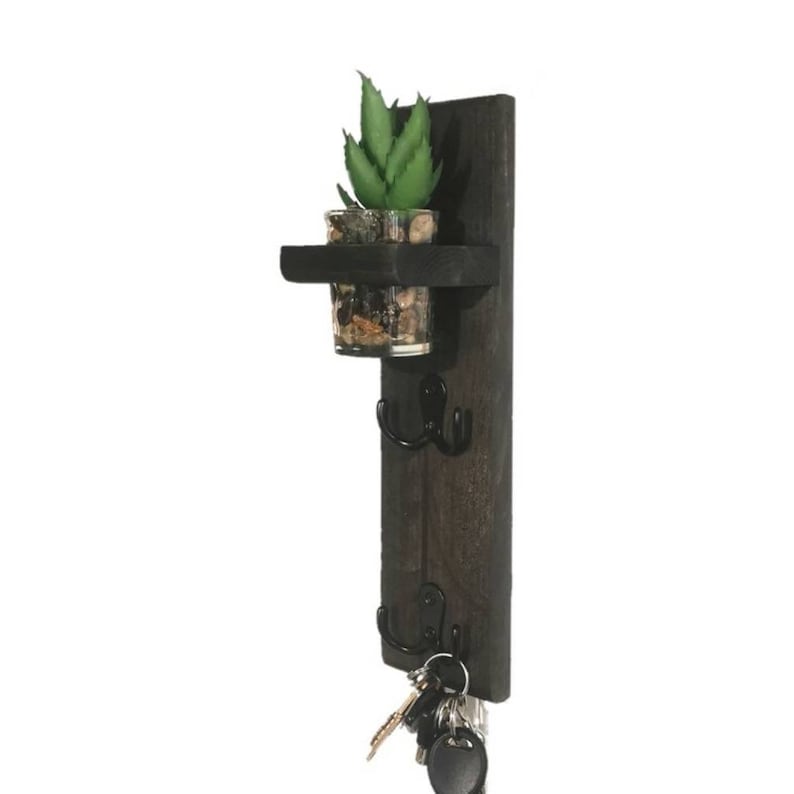 Vertical Key Holder for Wall With Succulent Planter Entryway - Etsy
