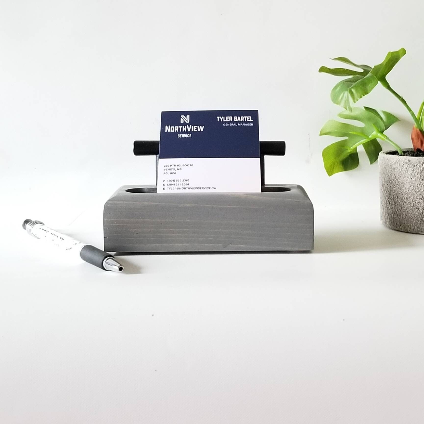 Wood and Metal Desk Business Card Display Stand Desk | Etsy