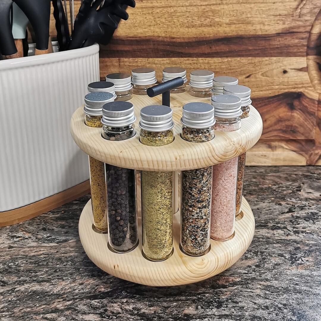 Revolving Spice Rack With 12 Spice Jars, Kitchen Spice Rack Organizer ...