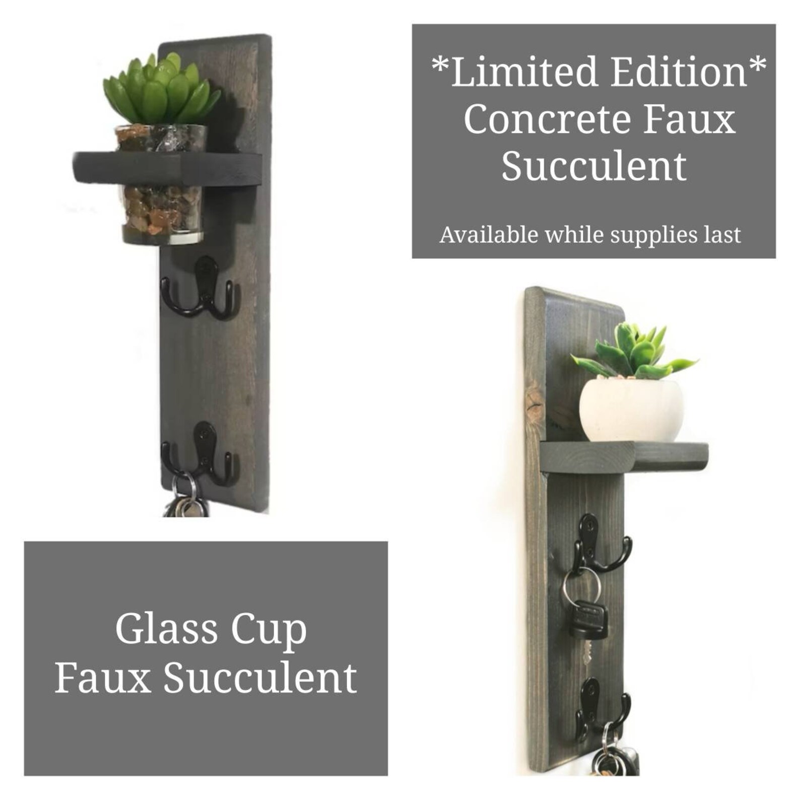 Vertical Key Holder for Wall With Succulent Planter Entryway - Etsy