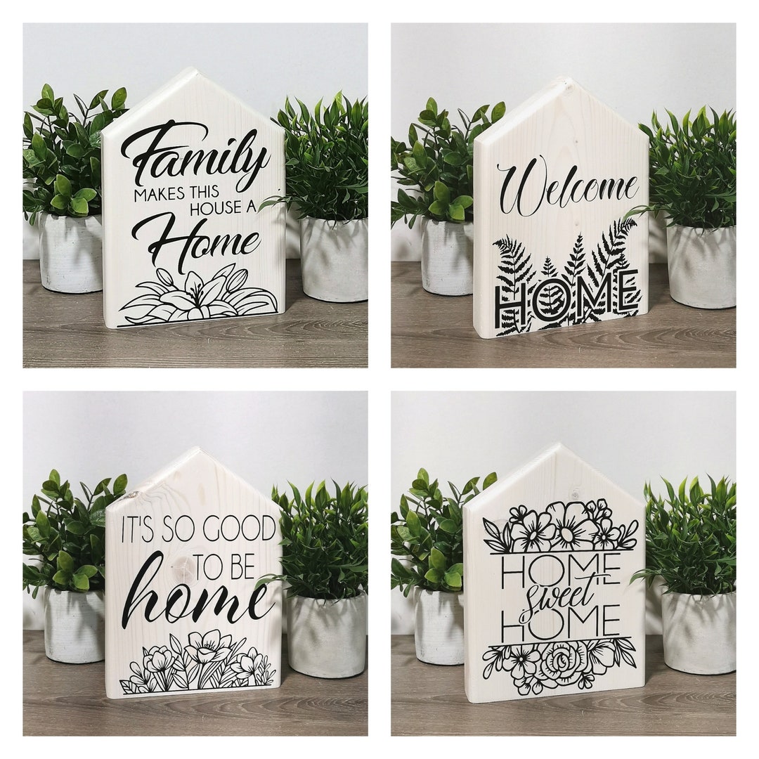 Home Style Chunky Wood Block Sign, Rustic Farmhouse Decor, Home Signs ...