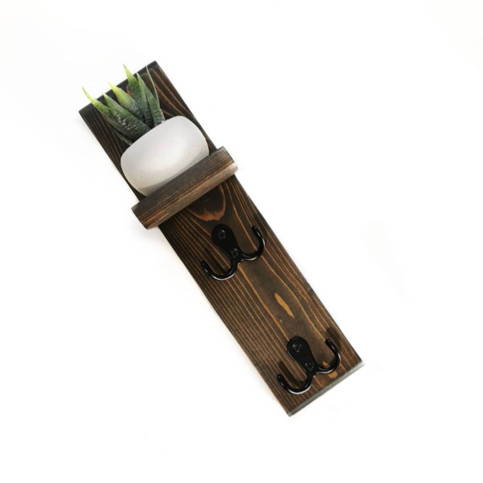 Vertical Key Holder for Wall With Succulent Planter Entryway | Etsy