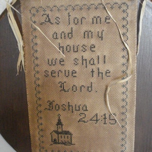 Primitive as for Me and My House... Joshua 24:15, Hand Embroidery - Etsy