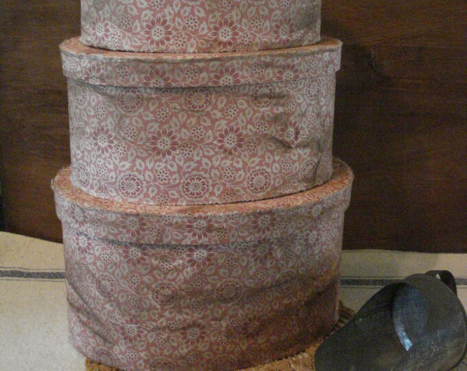 Primitive Oval Fabric Covered Pantry Boxes Rose - Etsy