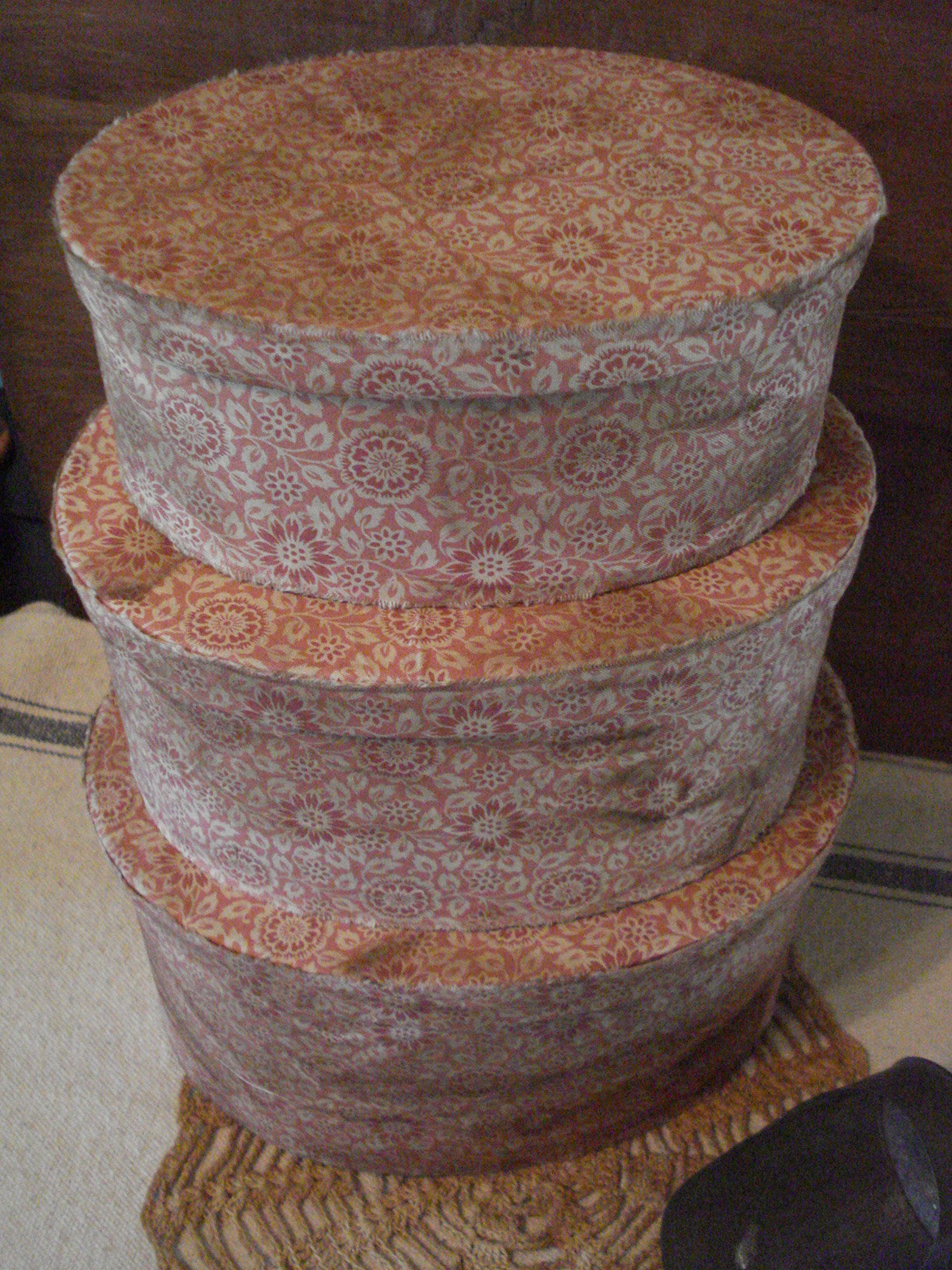 Primitive Oval Fabric Covered Pantry Boxes Rose - Etsy