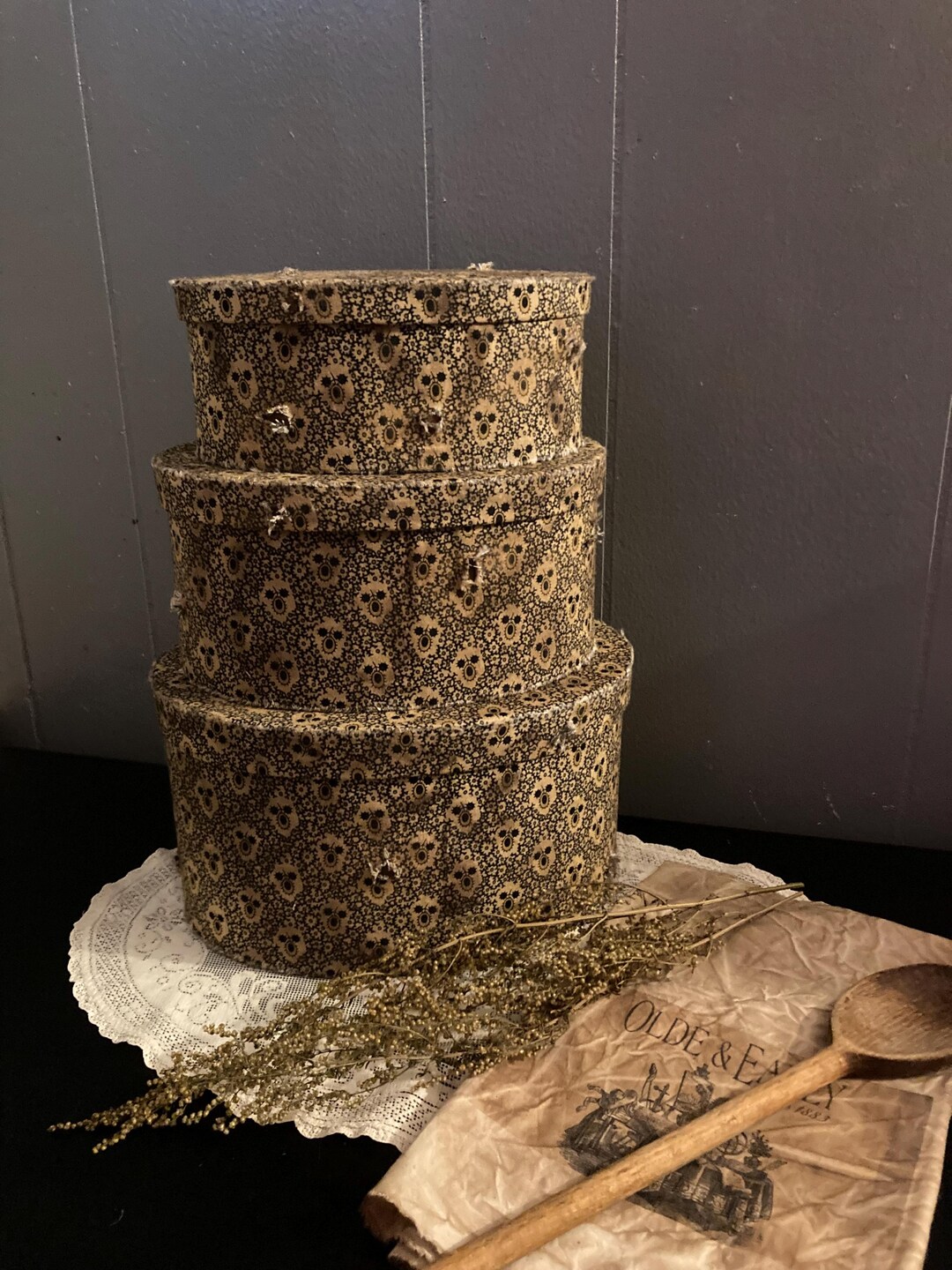 Primitive Oval Fabric Covered Pantry Boxes Brown - Etsy
