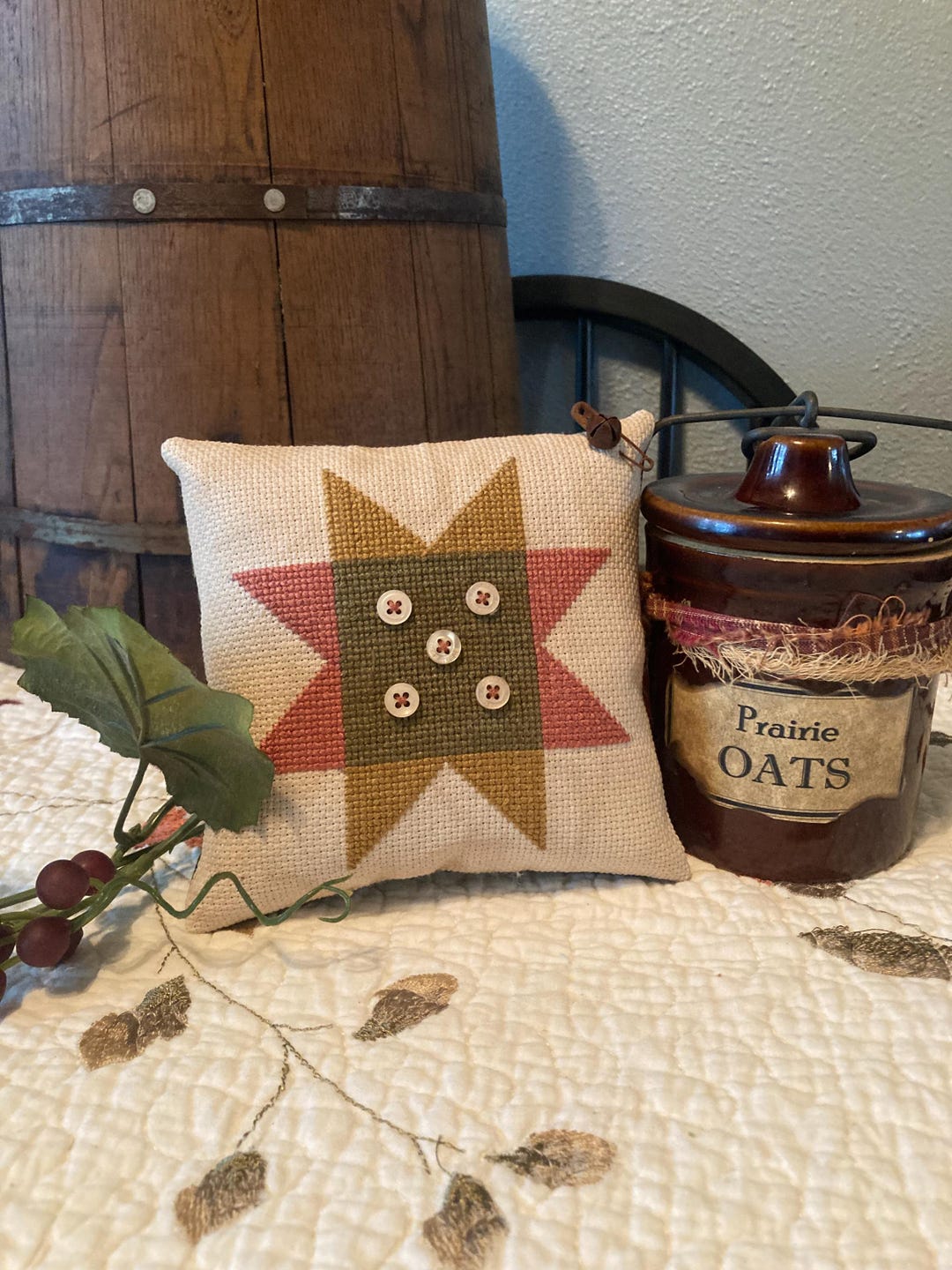 Primitive Needle Point Star Pillow Tuck - Etsy
