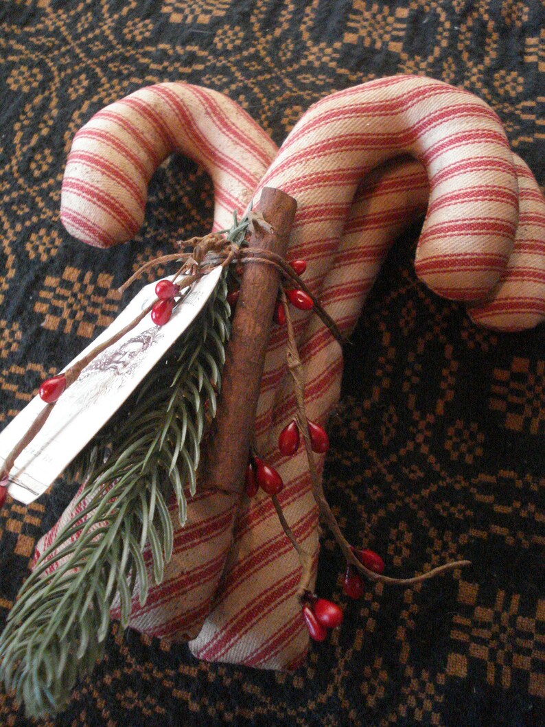 Set of Three Primitive Candy Canes #2 - Etsy