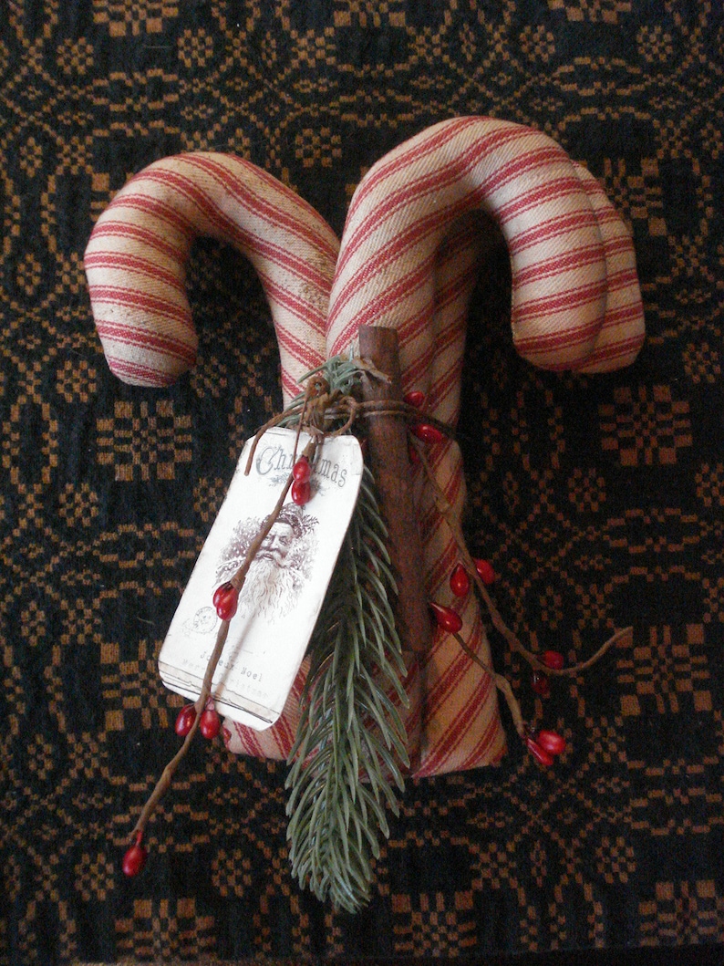 Set of Three Primitive Candy Canes #2 - Etsy