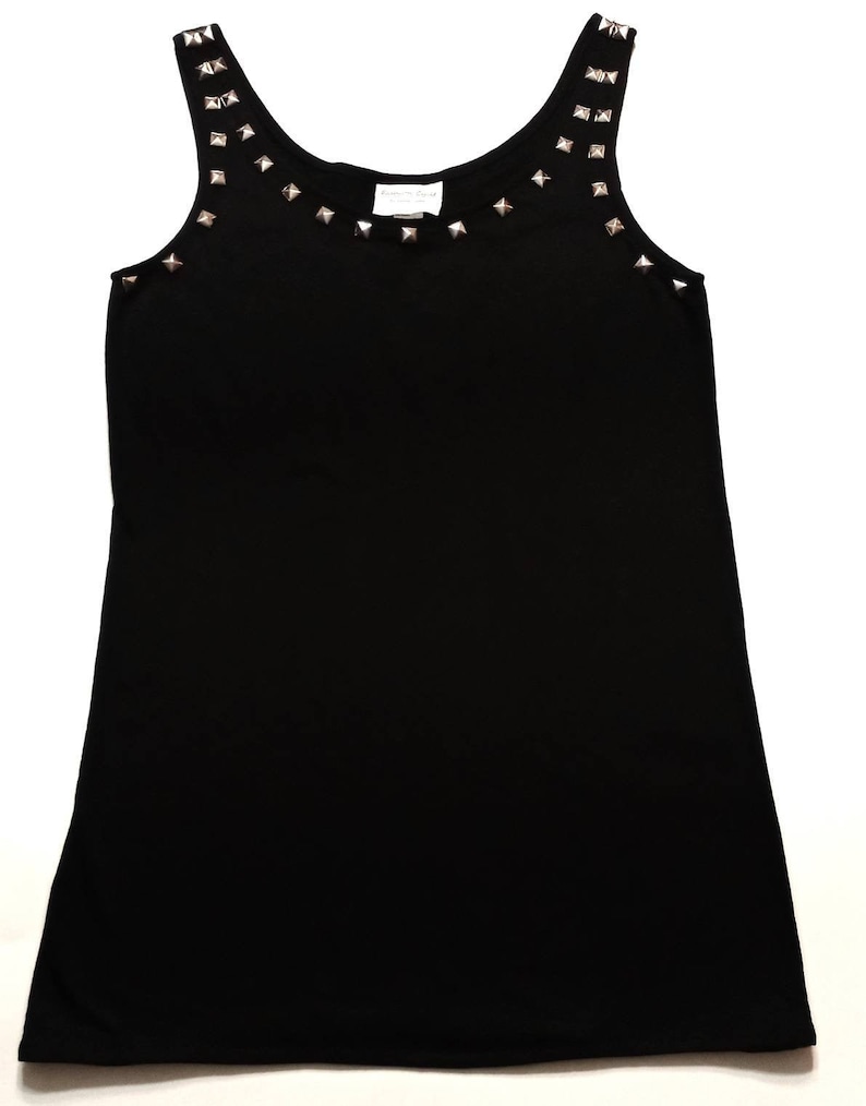 Women's Black Studded Rocker Tank - Etsy