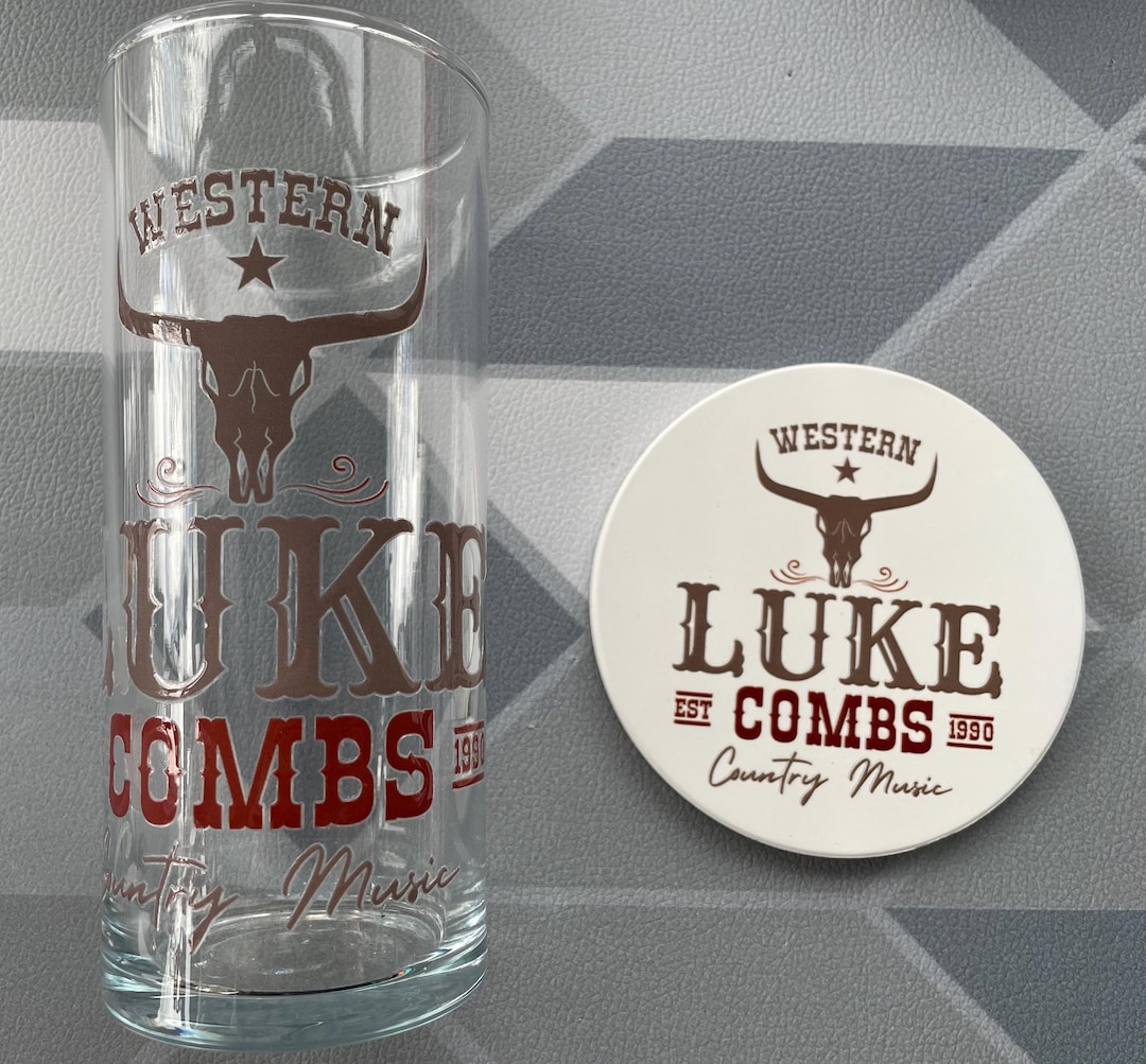 Luke Combs Tall Glass & Coaster Gift Set - Etsy