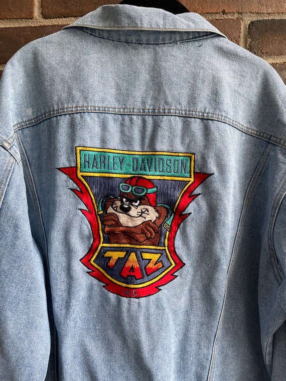 90s Taz Harley Davidson denim jacket made in USA loon… - Gem
