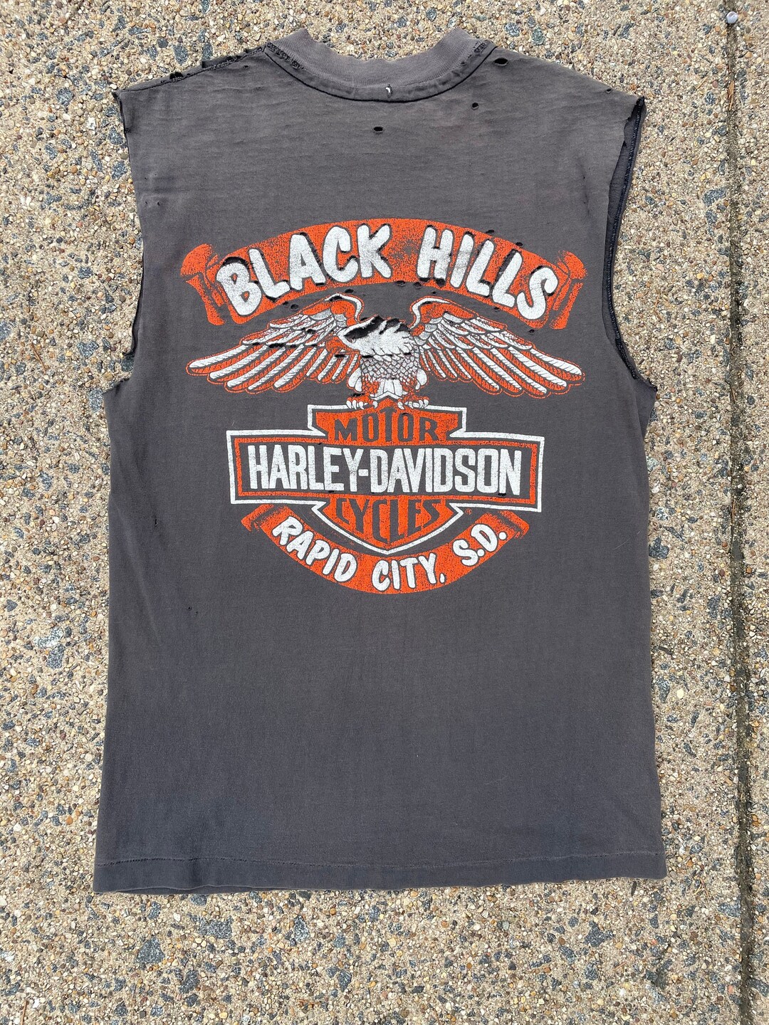 90s Harley Sturgis Cut off Sleeve Shirt Faded Rare Thin Fabric South ...