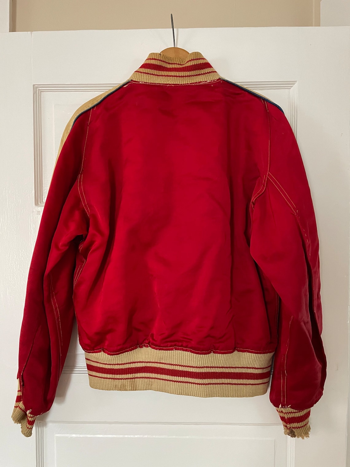 1948 Basketball Varsity Jacket Satin New York Champions Rare Red Blue ...