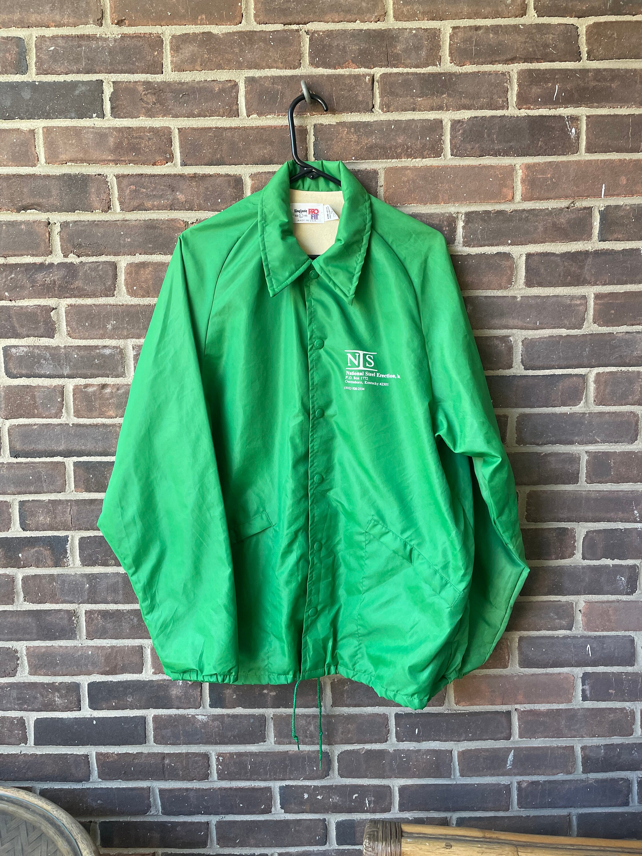 1980s 90s Steel Erection Funny Workwear Nylon Jacket Coaches Jacket ...