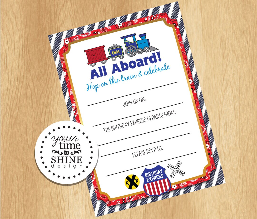 Railroad Fill-in-the-blanks DIGITAL Invitation - INSTANT DOWNLOAD - Etsy