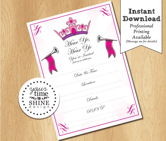 Princess Fill-in-the-blanks DIGITAL Invitation INSTANT | Etsy