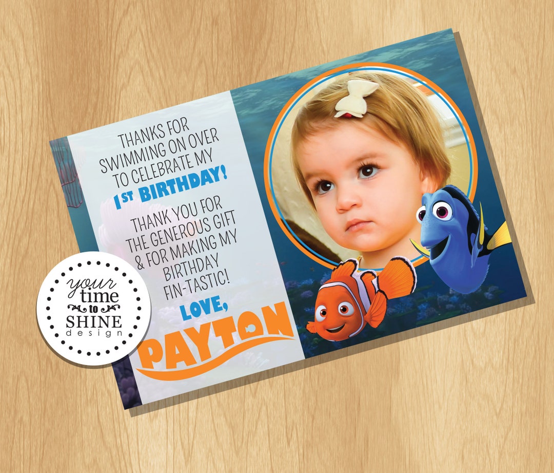 Digital File Only - Finding Dory Thank You Note With Picture - Etsy