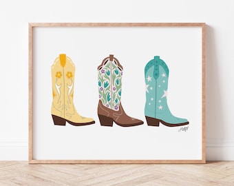 Boots Painting, Cowboy Boots Printable Art, Western Wall Art, Cowgirl ...