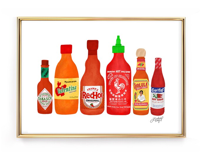 Hot Sauce Print, Hot Sauce Illustration, Printable Wall Art, Digital ...