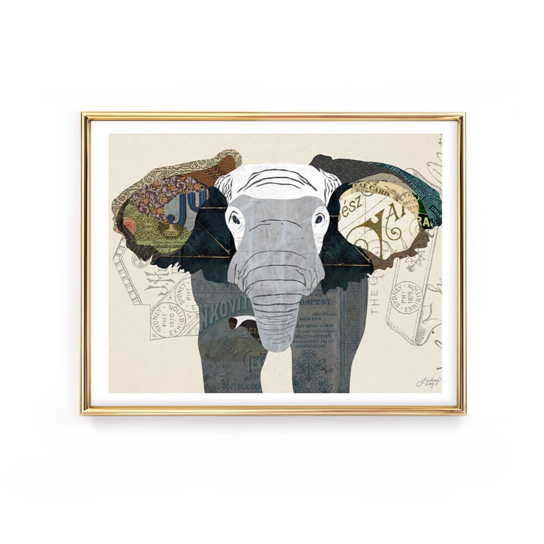 Elephant Art Print - Collage Illustration Print - Etsy
