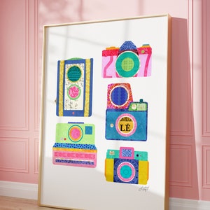 Colorful Vintage Cameras Collage - Art Print - Etsy