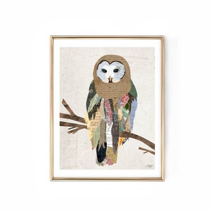 Owl Collage Illustration - Art Print - Etsy
