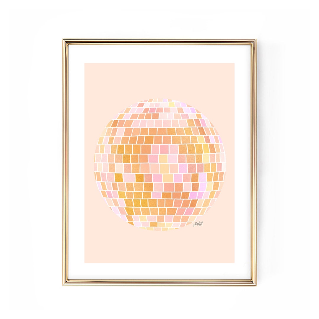 Disco Ball Illustration yellow Palette Art Print - Etsy