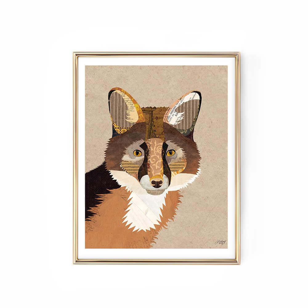 Fox Art Print Collage Illustration Framable Wall Art | Etsy