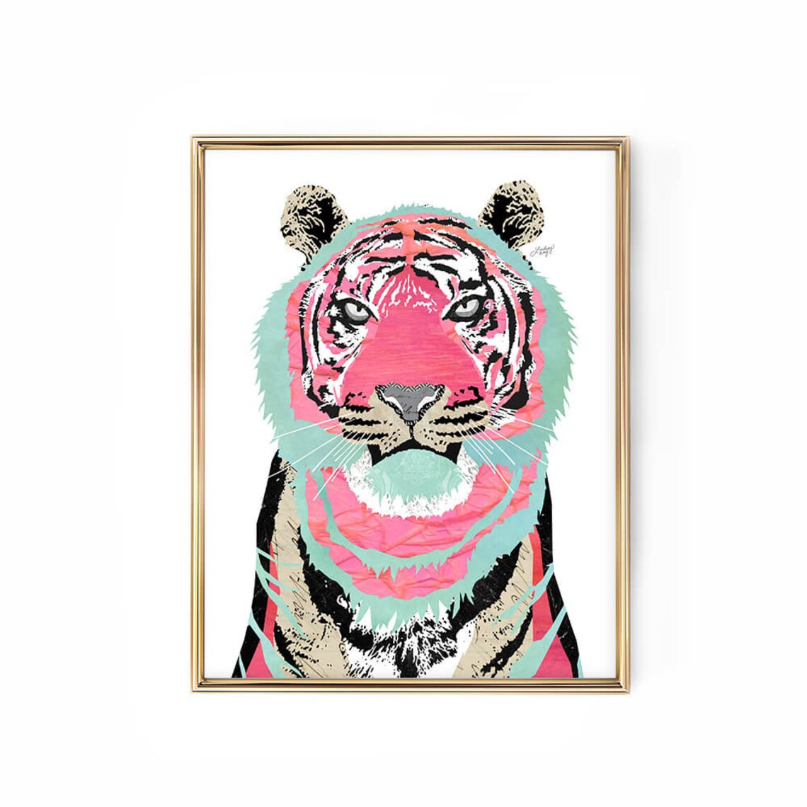 Pink Tiger Collage Art Print - Etsy